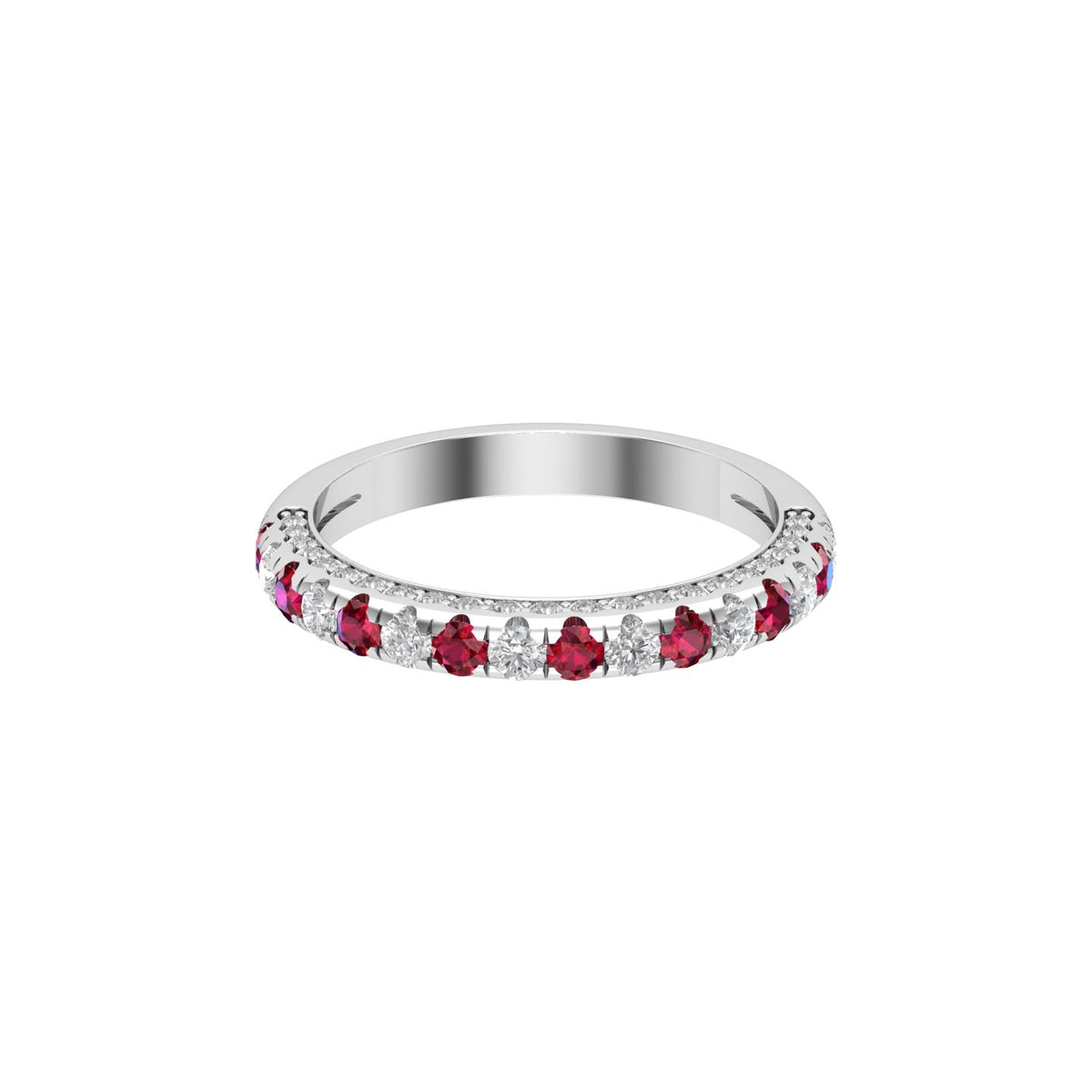 Solid Gold Ruby Diamond Half Eternity Band – Raf the Label